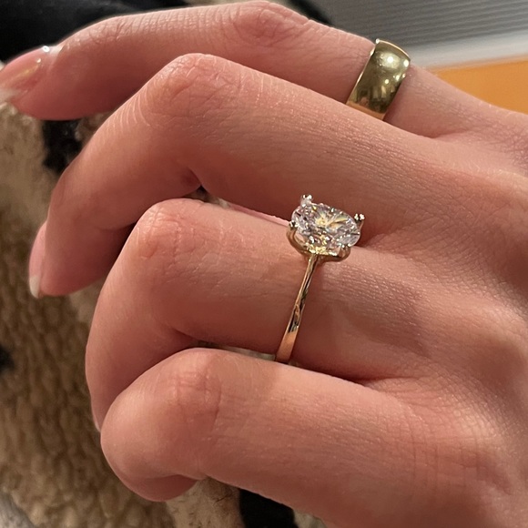 Jewelry | New 14k Solid Gold 9x7mm 186ct Solitaire Oval Engagement Ring | Poshmark